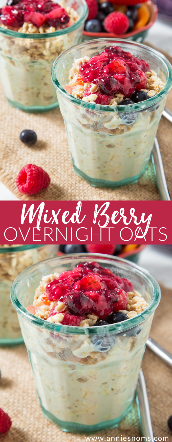Mixed Berry Overnight Oats - Annie's Noms