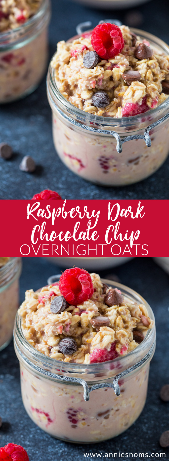 Raspberry Dark Chocolate Chip Overnight Oats - Annie's Noms